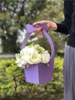 China Rose Bouquet Packaging Boxes Foldable Hanging Florist With Handle Fresh Custom Flower Box for sale