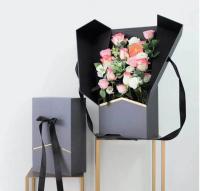 China Gift Bouquet Floral Packaging Boxes Custom Flower Long Stem Roses Box Rectangular Ribbon Decoration for sale