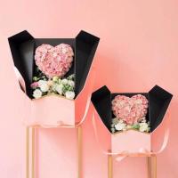 China Gift Bouquet Floral Packaging Boxes Custom Flower Long Stem Roses Box Rectangular Ribbon Decoration for sale