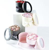 China Waterproof Rotating PVC Round Flower Packaging Boxes Eternal Rose Gift Packaging Double Layer 17*20CM for sale