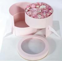 China Waterproof Rotating PVC Round Flower Packaging Boxes Eternal Rose Gift Packaging Double Layer 17*20CM for sale