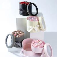 China Clear PVC Window Round Mother'S Day Flower Hat Box Floral Packaging Matte Glossy Lamination for sale