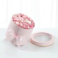 China Clear PVC Window Round Mother'S Day Flower Hat Box Floral Packaging Matte Glossy Lamination for sale