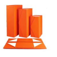 China Orange Cardboard Treat Boxes / Collapsible Gift Box With Magnetic Closure for sale
