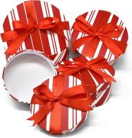 China Craft Christmas Round Nesting Gift Boxes With Lids 4 Pack Red And White For Candy Cookie for sale