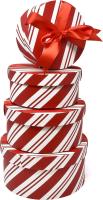 China Craft Christmas Round Nesting Gift Boxes With Lids 4 Pack Red And White For Candy Cookie for sale