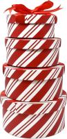 China Craft Christmas Round Nesting Gift Boxes With Lids 4 Pack Red And White For Candy Cookie for sale