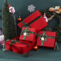 China Gift Craft Customized Colorful Rigiding Paper Christmas Gift Box Packaging With Ribbon for sale