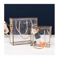 China Simple Folding PET PVC Tote Transparent Plastic Pvc Box Gift Packaging With Handle for sale