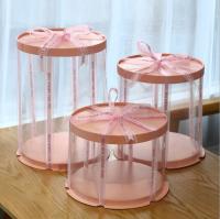 China Round Tall Clear Plastic Disposable Cake Gift Box Transparent For Wedding Birthday for sale