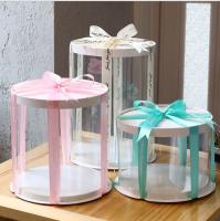 China Round Tall Clear Plastic Disposable Cake Gift Box Transparent For Wedding Birthday for sale