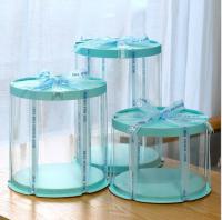 China Round Tall Clear Plastic Disposable Cake Gift Box Transparent For Wedding Birthday for sale