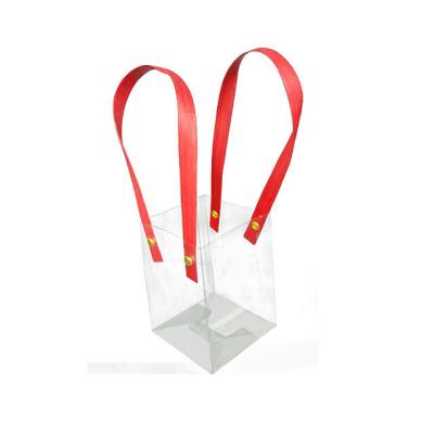 China Factory Wholesale Custom Simple Transparent  Clear PVC Tote Gift Bags Plastic Packaging Bag With Handle for sale