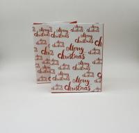 China Christmas Recyclable Paper Gift Bag with Drawstring 10x12in for sale