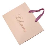 China Custom Luxury Pink Coated Paper Gift Bag 12x8x4 Inches with Handles for sale