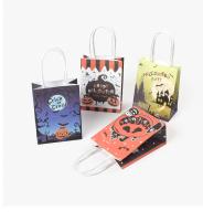 China Custom Printed Halloween Kraft Paper Food Bags 10x12in Recycled for sale