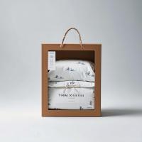 China Customizable Color-Printed Eco-Friendly Reusable Bedding Packaging Gift Box with Window and Rope Handle for sale