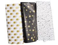China Custom Recycled Materials Golden Printing Foldable Wrapping Tissue Paper for Gift Packaging for sale