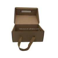 China Bulk Cheap Custom Logo Corrugated Paper  Boxes with Handle Carry Box for Shoes T-shirt Clothing Trousers for sale