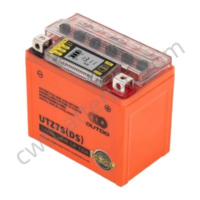 China OUTDO UTZ7S(DS) Digital Display Intelligent Battery 12V 6AH Rechargeable Motorcycle Batteries High Performance for sale