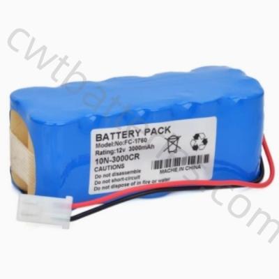 China Fukuda FC-1760 Defibrillator Medical Batteries Replacement 10N-3000SCR 12V 3000mAh for sale