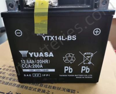 China Dry YUASA YTX14L-BS Battery AGM 200A Batteries Replacement 12V 12Ah for sale