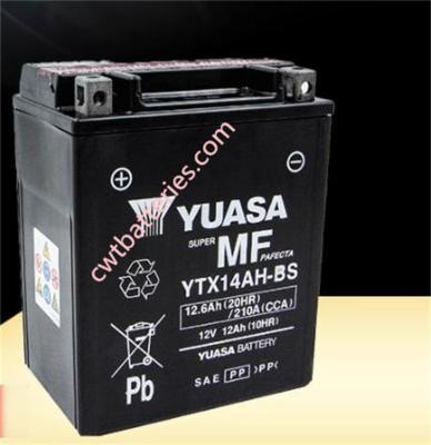 China Aftermarket Yuasa YTX14AH-BS Motorbike Lithium Battery 12V 12Ah 10HR  for sale