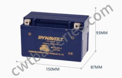 China OEM Motorcycle Battery Replacement Nano Gel 12V 7Ah Agm Deep Cycle Dynavolt MG7A-BS-C for sale