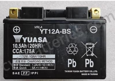 China Lead Acid AGM Motorcycle Battery 12V 10Ah Yuasa YT12A-BS Replacement For All Terrain Vehicles for sale