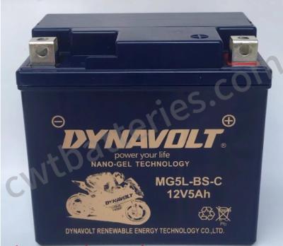 China Nano Gel MG5L-BS-C Dynavolt Motorcycle Battery 12V 5Ah CCA:170 OEM for sale