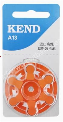 China KEND A13 1.45V Hearing Zinc Air Battery Orange Small Button Battery for Audiphones for sale