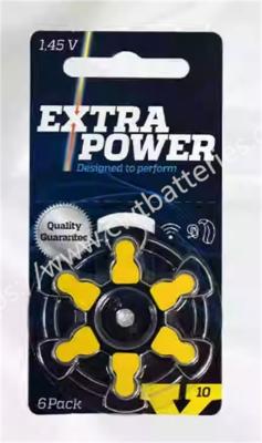 China EXTRAPOWER A10 1.45V Hearing Zinc Air Button Batteries Black Label Small Battery for sale