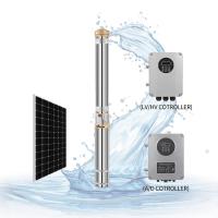 China Solar Powered DC Brushless Submersible Water Pump 24V 0.75kw Stainless Steel High Flow Irrigation for sale