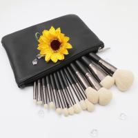 China Wood Handle Black 14Pcs Private Label Makeup Brush Set 19.6*1.7cm for sale