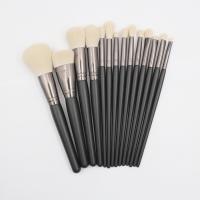 China Wood Handle Black 14Pcs Private Label Makeup Brush Set 19.6*1.7cm for sale