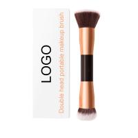 China 152cm Length ISO9001 Double Headed Makeup Brush Gold Handle Synthetic for sale