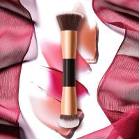 China 152cm Length ISO9001 Double Headed Makeup Brush Gold Handle Synthetic for sale