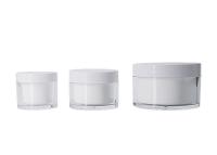 China Transparent Replaceable Acrylic Cream Jar Refilled With Aluminum Seal 50g 100g 200g for sale