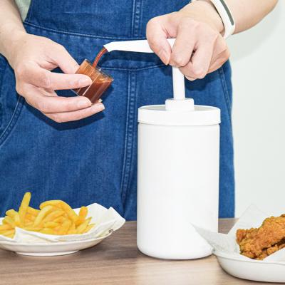 China 15ml 30ml Square Head Sauce Dispenser Pump With 32 Oz Plastic Container for sale