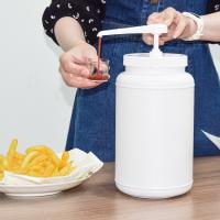 China 100oz / 3000ml PE Container With 5ml 8ml 10ml Syrup Pump Large Head Condiment Set for sale
