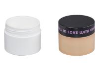 China Plastic PP Double Layer Cream Jar 50g With White Lid for sale