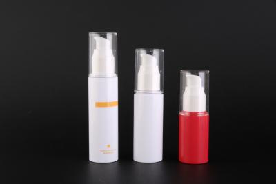 China PET Cylindrical Cosmetic Pump Bottle With External Spring Pump for sale