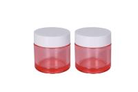 China OD 51mm PET Red Transparent Round 50g Cosmetic Cream Jars Face Body Cream for sale