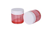China OD 51mm PET Red Transparent Round 50g Cosmetic Cream Jars Face Body Cream for sale