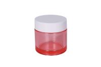 China OD 51mm PET Red Transparent Round 50g Cosmetic Cream Jars Face Body Cream for sale