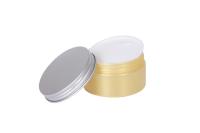 China 100g Cosmetic Packaging Od 74mm PET Cream Jar Container With Silver Aluminum Lid for sale