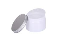 China 300g Leak Proof PET 65mm Cosmetic Cream Hair Jars With Silver Lid for sale