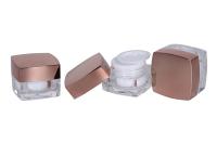 China Od 35mm Luxury 5ml Cosmetic Cream Jars Acrylic Gold Square for sale