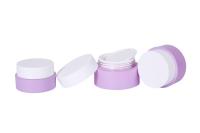 China Frosted Light Purple Cylindrical Odm Lotion Jars 15g 30g 50g Travel Set for sale