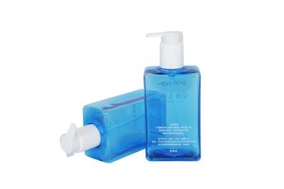 China Lotion 10oz Shampoo bottle Hand Sanitizer Pump Bottle Transparent Blue Square PET Oem Odm for sale